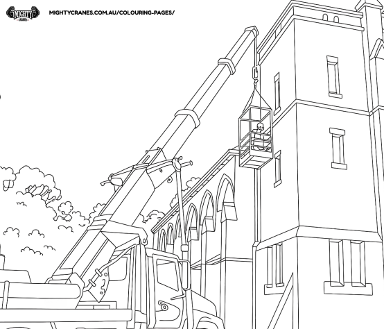Free Kids Colouring Page Franna Mobile Crane AT20